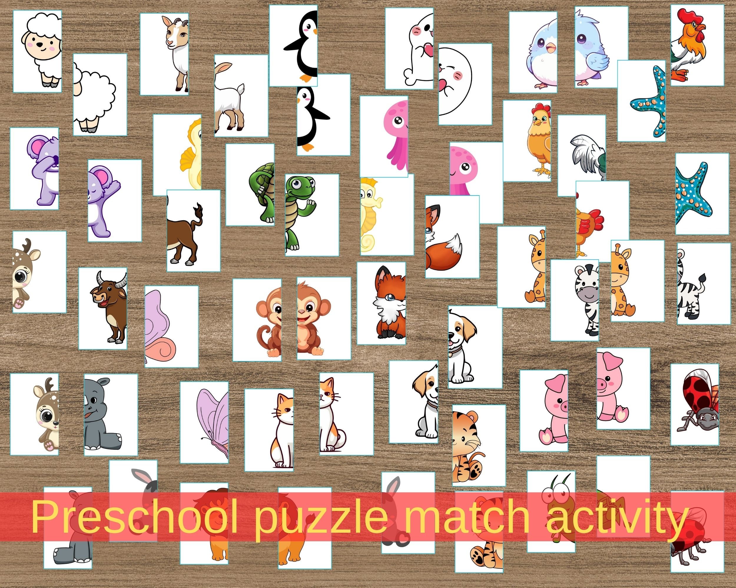 Printable Matching Animals Worksheet Busy Book, Toddler Busy Book ...