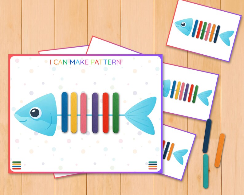 Popsicle Stick Color Sorting Cards, Fine Motor Skills, Preschool ...