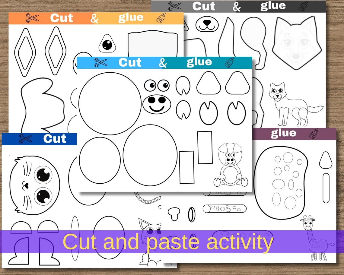 Cutting Scissors With Animals for Preschool and Kindergarten Printable ...