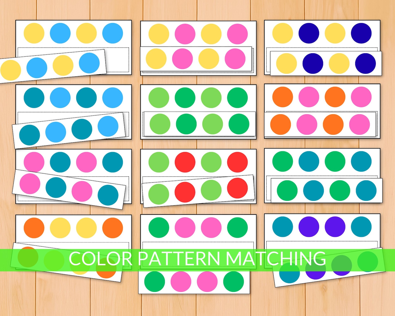 Color Pattern Matching Game, Visual Discrimination Cards, Task Box ...