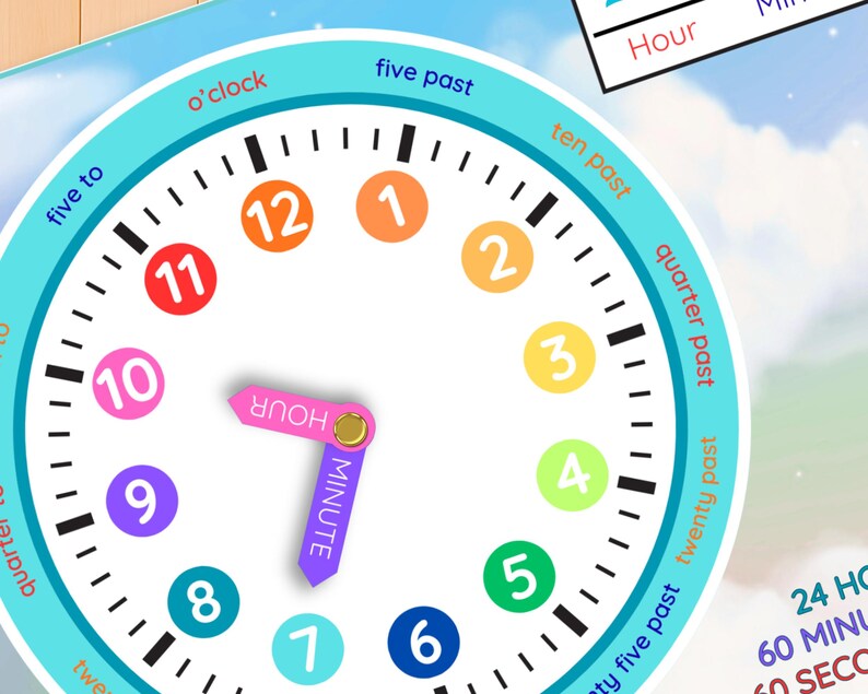 Telling Time Clock Activity, Preschool Oclock Learning, Educational ...
