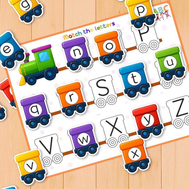Train Alphabet Matching Activity for Kids, Uppercase and Lowercase ...