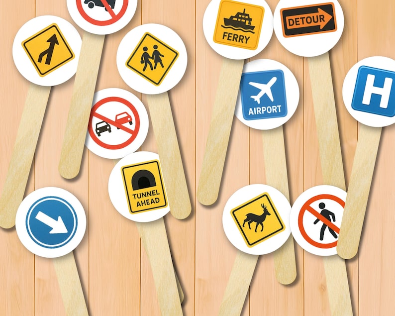 Traffic Rules Signs Matching Cards, Montessori Learning Toy for ...