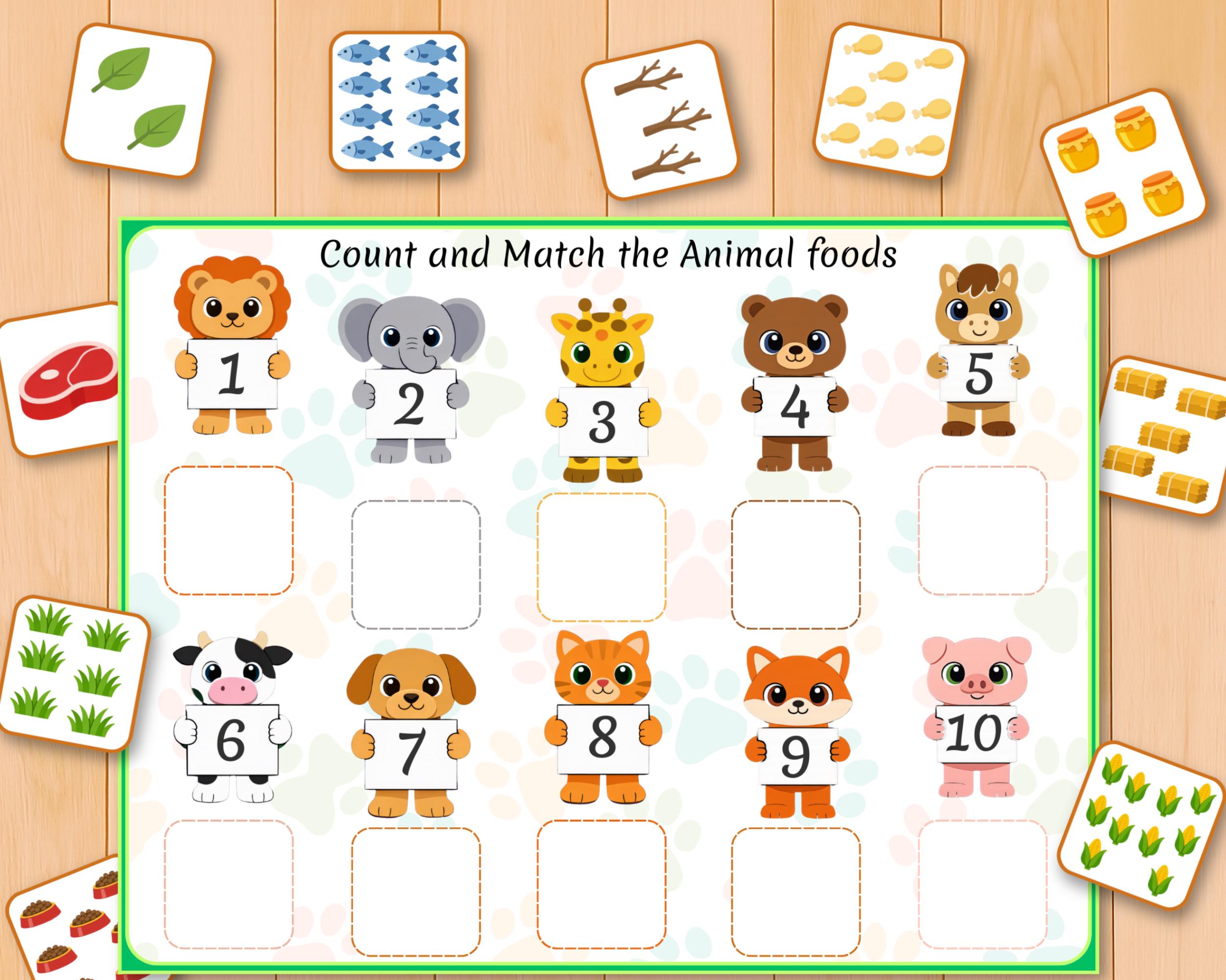 Counting Activity 1 10, Animal Number Matching Game, Preschool Learning ...