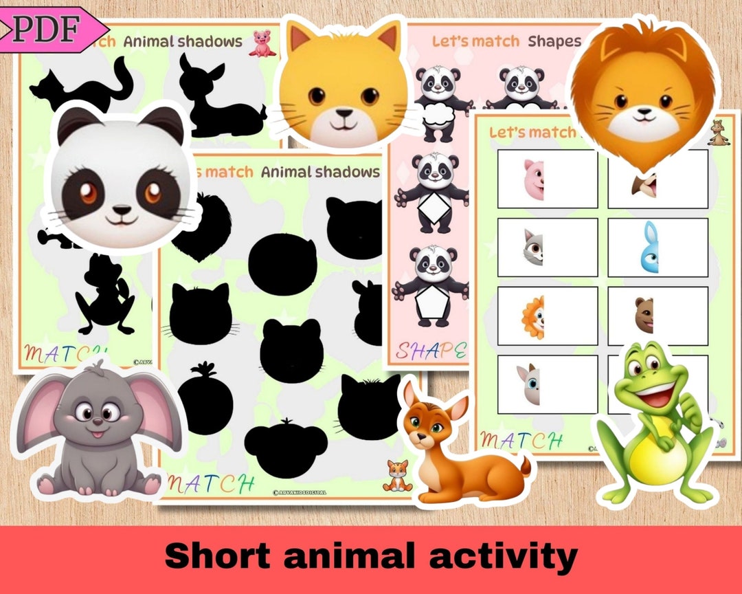 Printable Match Animals and Shadows for Preschool Busy Book, Match ...