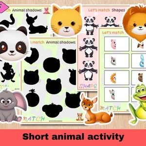 Printable Match Animals and Shadows for Preschool Busy Book, Match ...