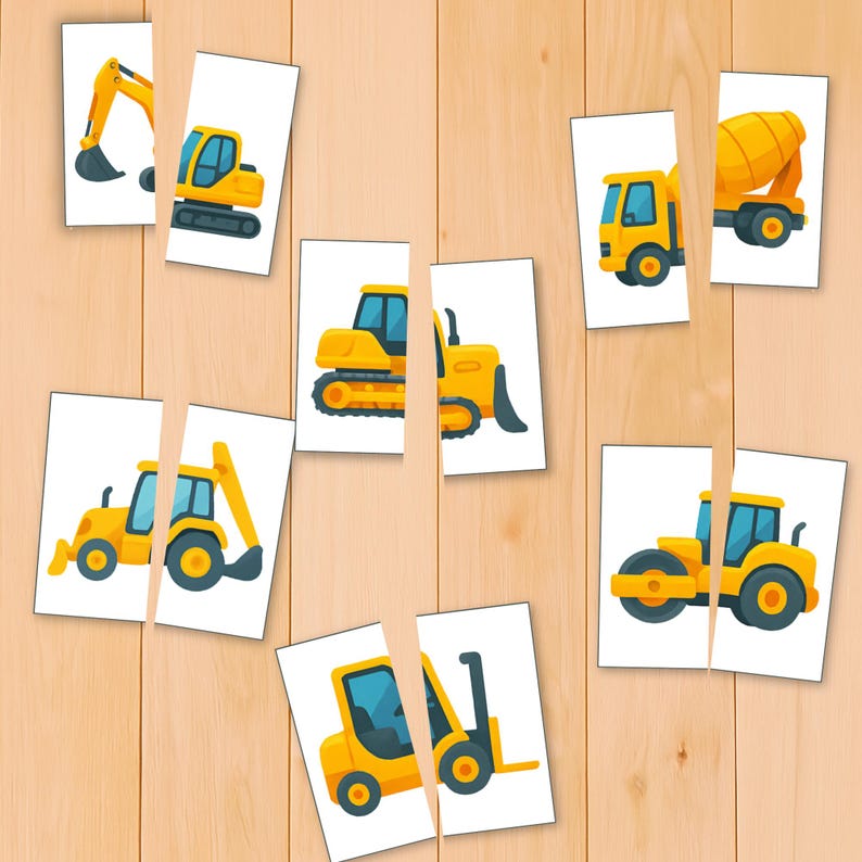 Vehicle Matching Puzzle, Printable Montessori, Truck Activity, Learn ...