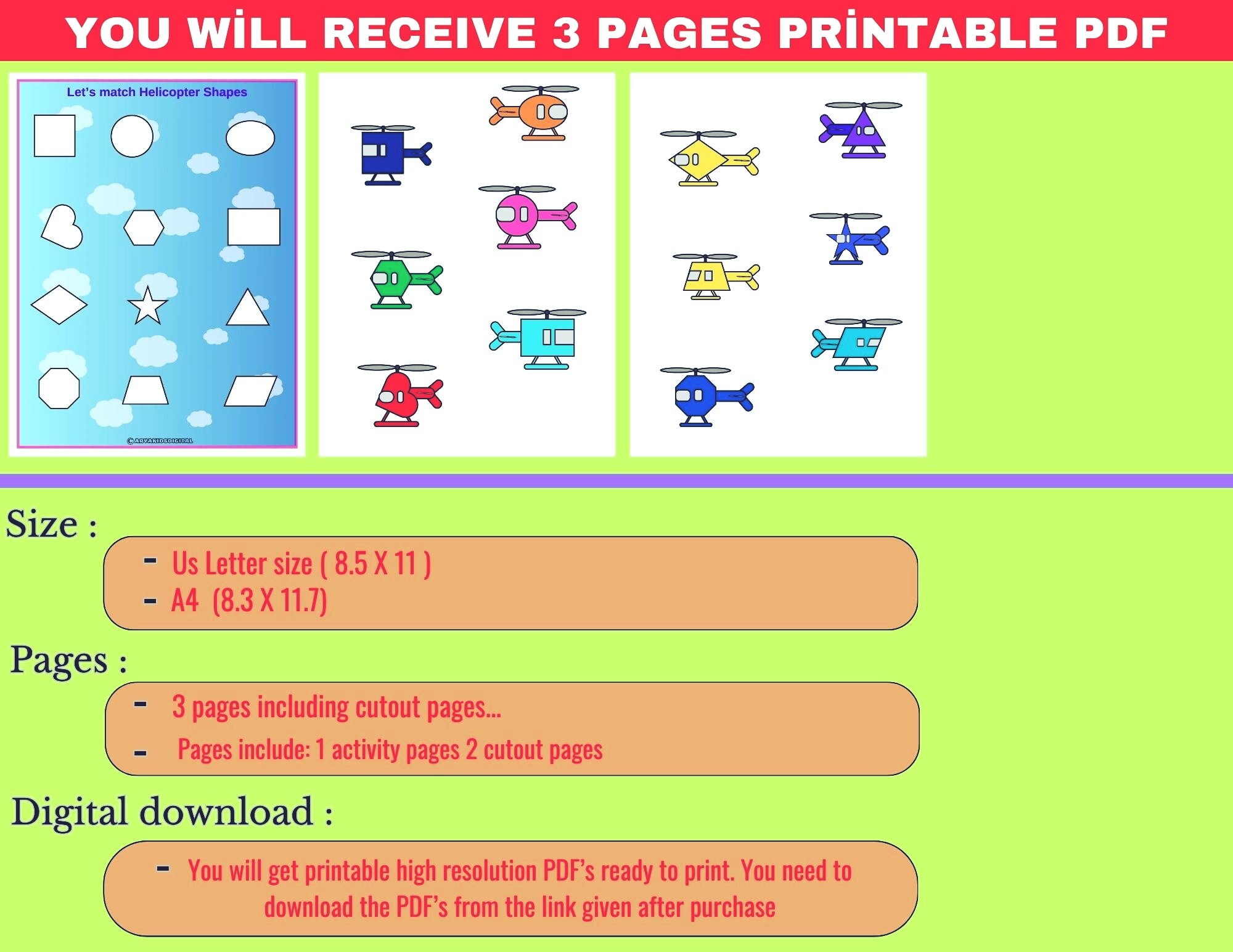 Busy Binder Activity, Shape Matching Printable, Preschool Curriculum ...