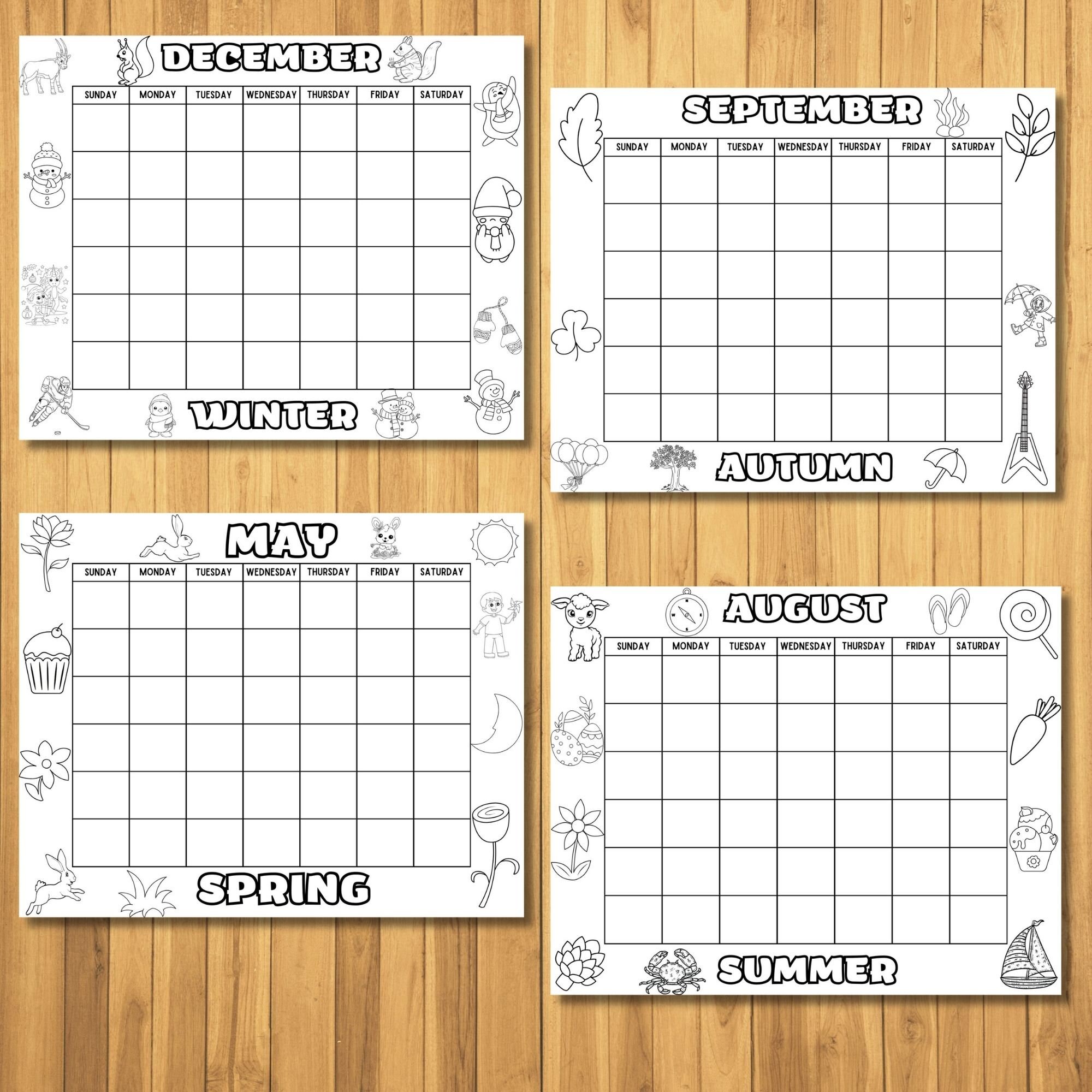 2024 Printable Trace Color Calendar, Perpetual Calendar, Calendar for ...