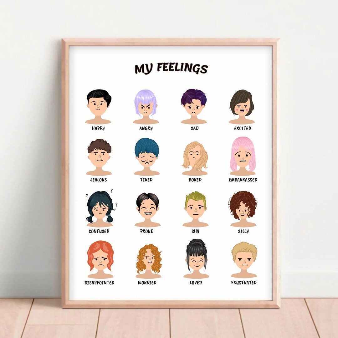 Rainbow Emotion Chart, Emotion Print, Printable Wall Art, Montessori ...