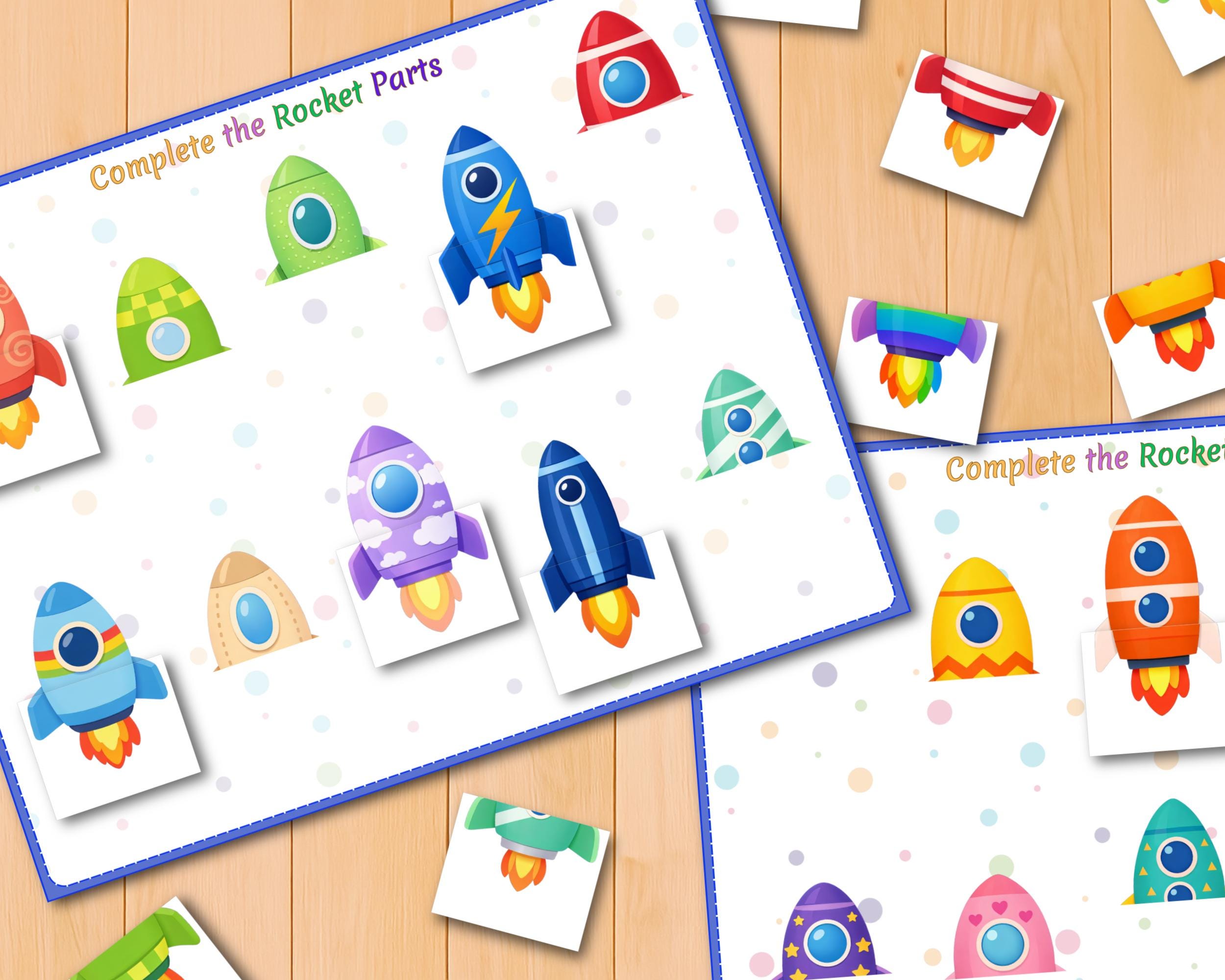 Rocket Matching Activity, Space Puzzle Game, Visual Activities ...