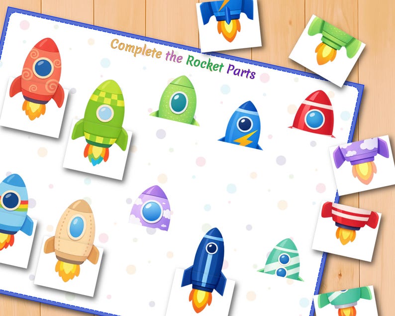 Rocket Matching Activity, Space Puzzle Game, Visual Activities ...