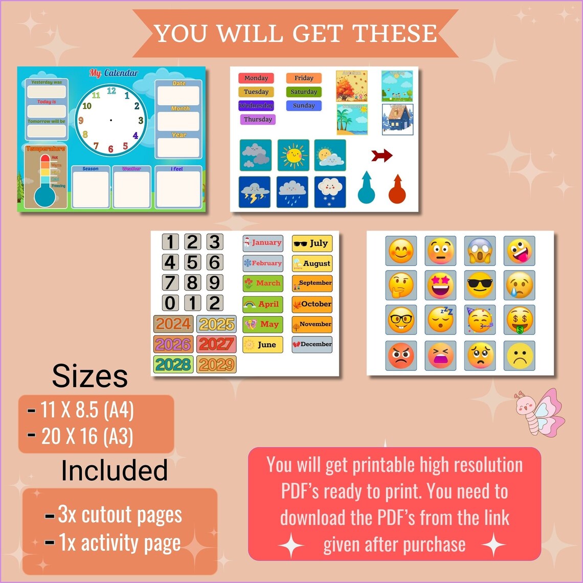 Daily Kids Calendar for Kids, Calendar for Kids, Homeschool Wall ...