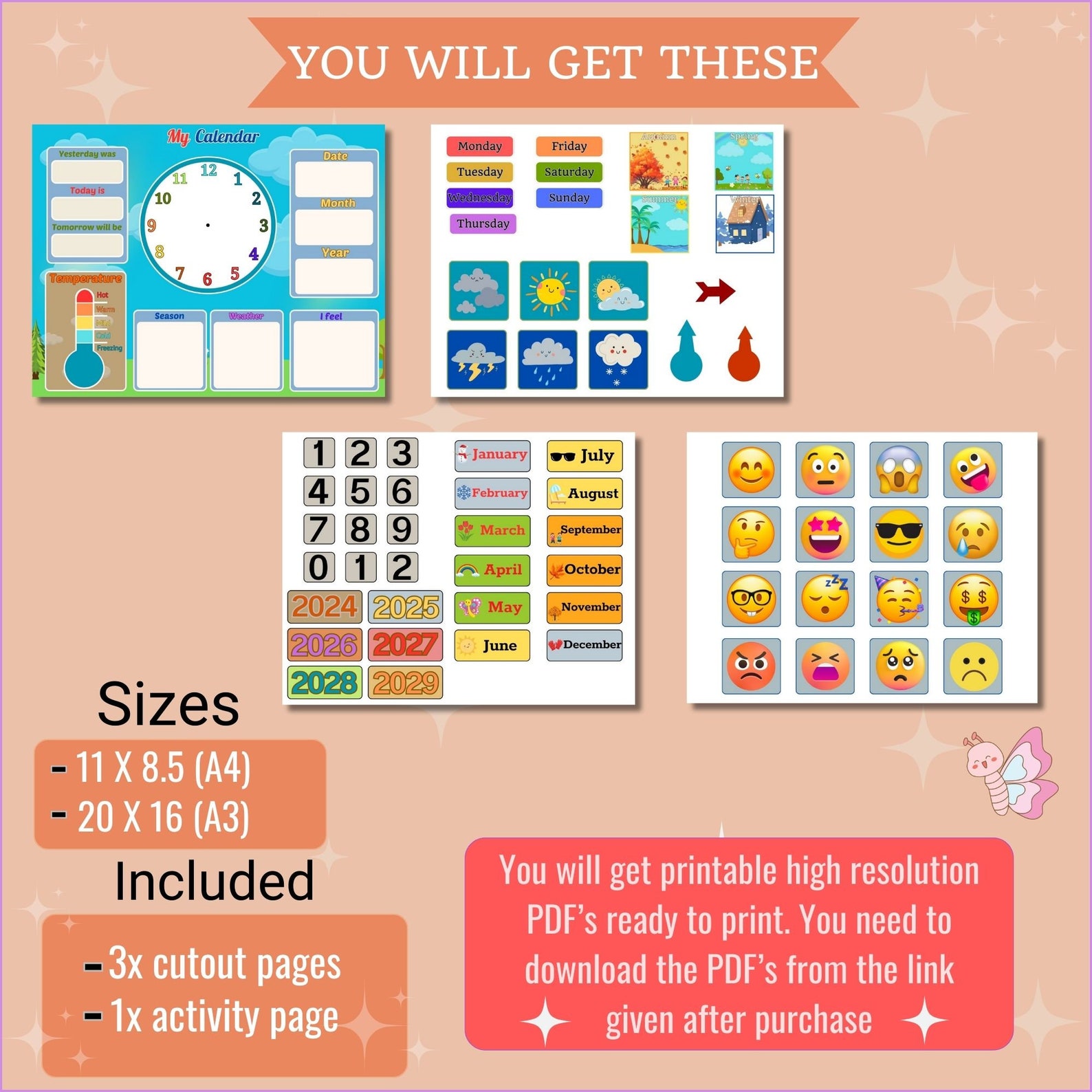 Daily Kids Calendar for Kids, Calendar for Kids, Homeschool Wall ...