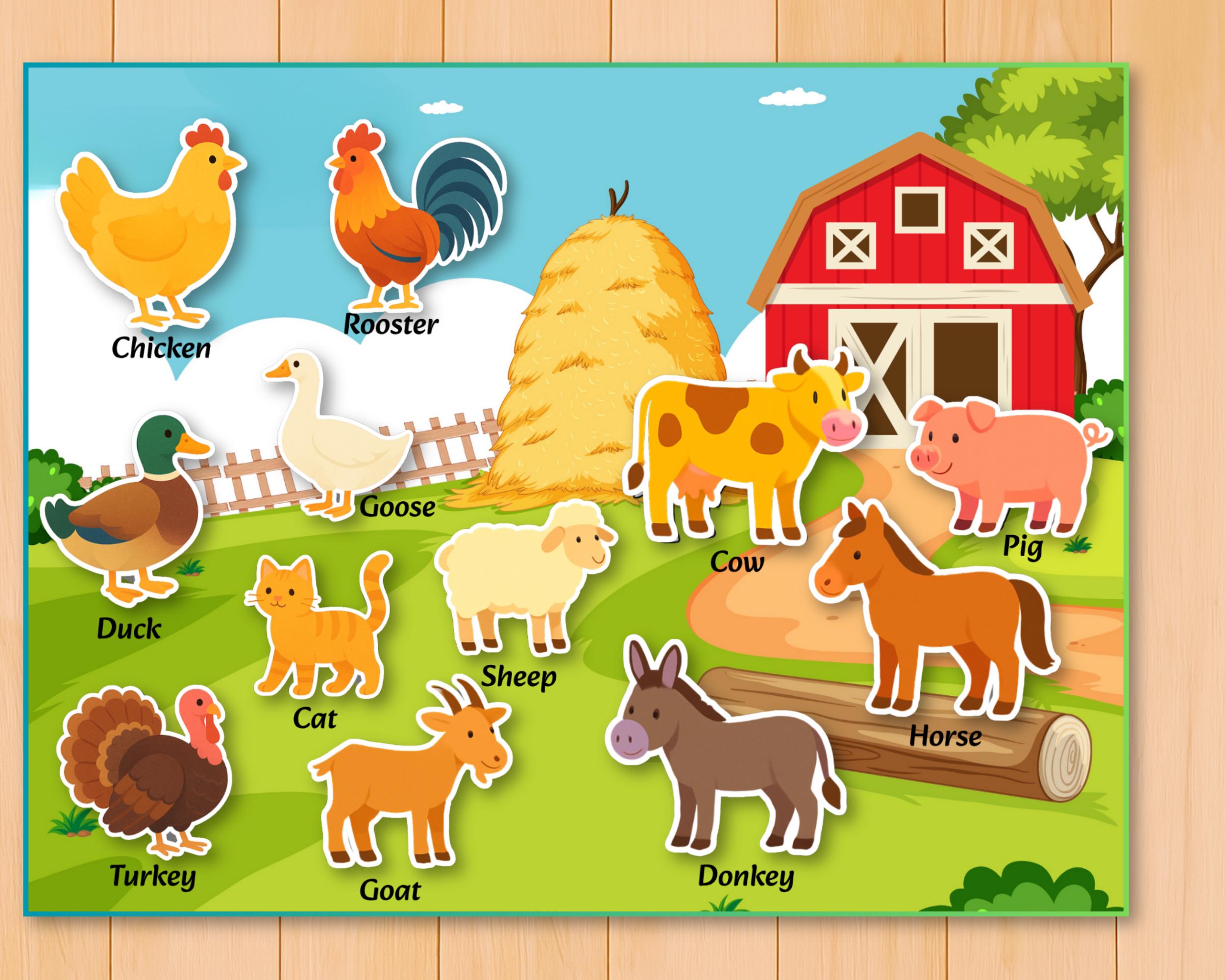 Farm Animals Shadow Matching, Busy Book Printable Page, Visual ...