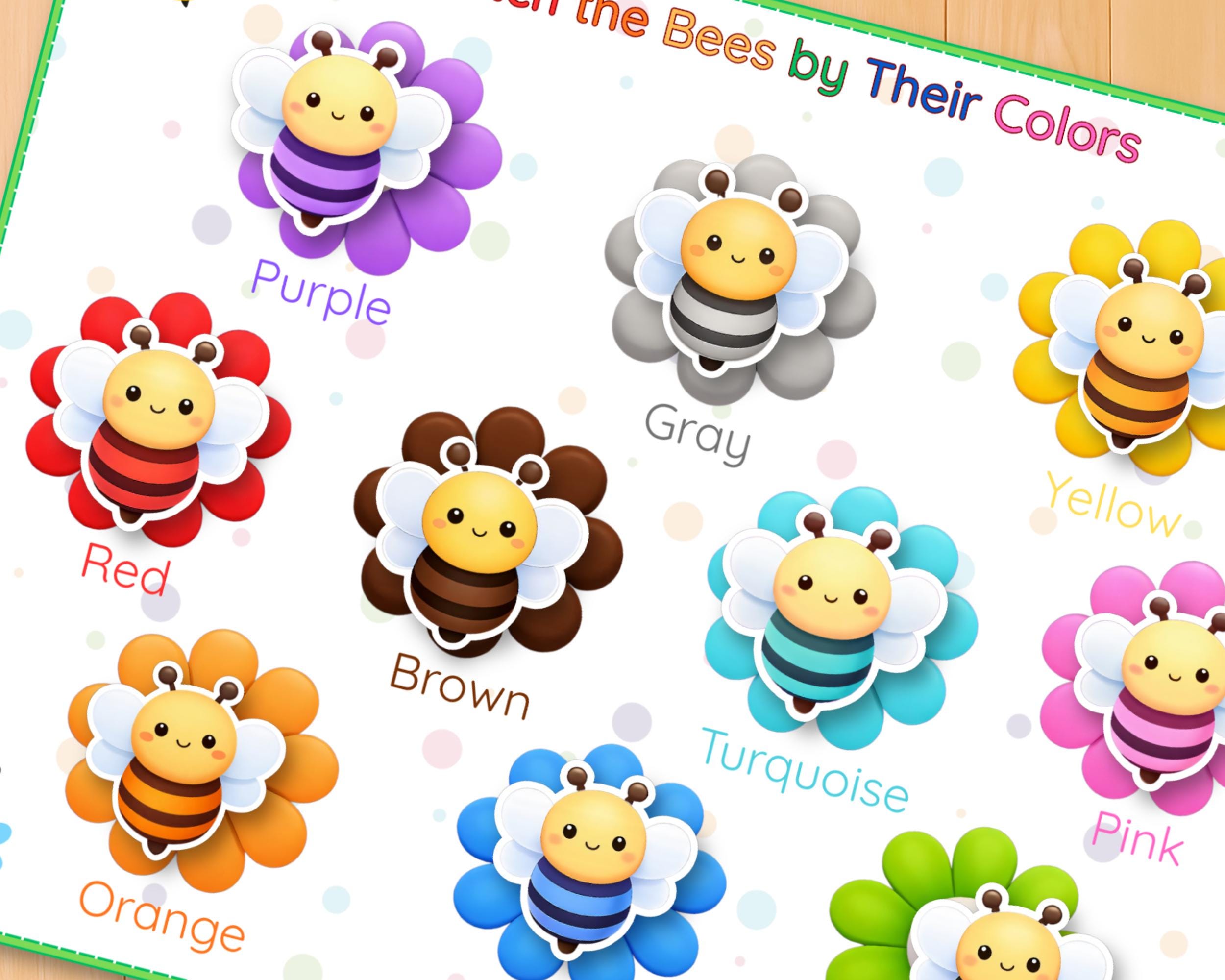 Bees Color Matching Activity, Flower Match Game, Preschool Curriculum ...