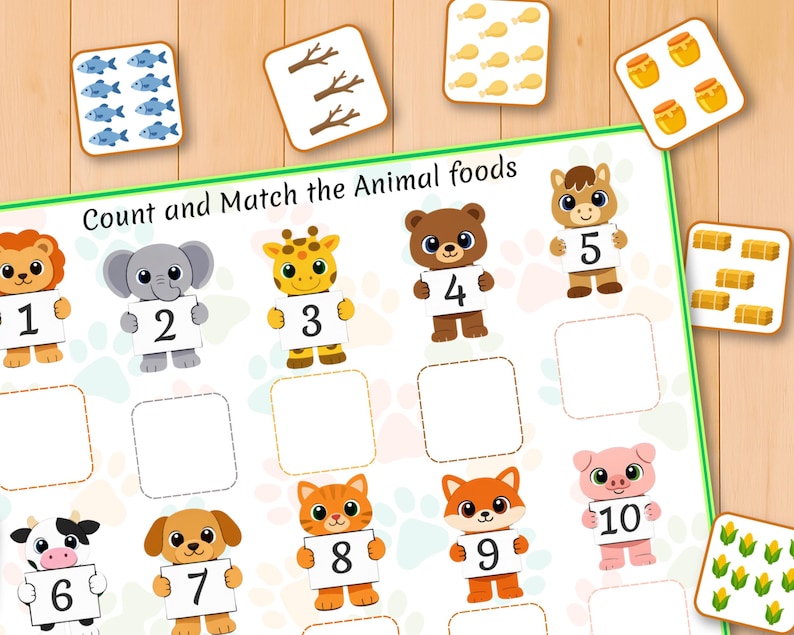 Counting Activity 1 10, Animal Number Matching Game, Preschool Learning ...