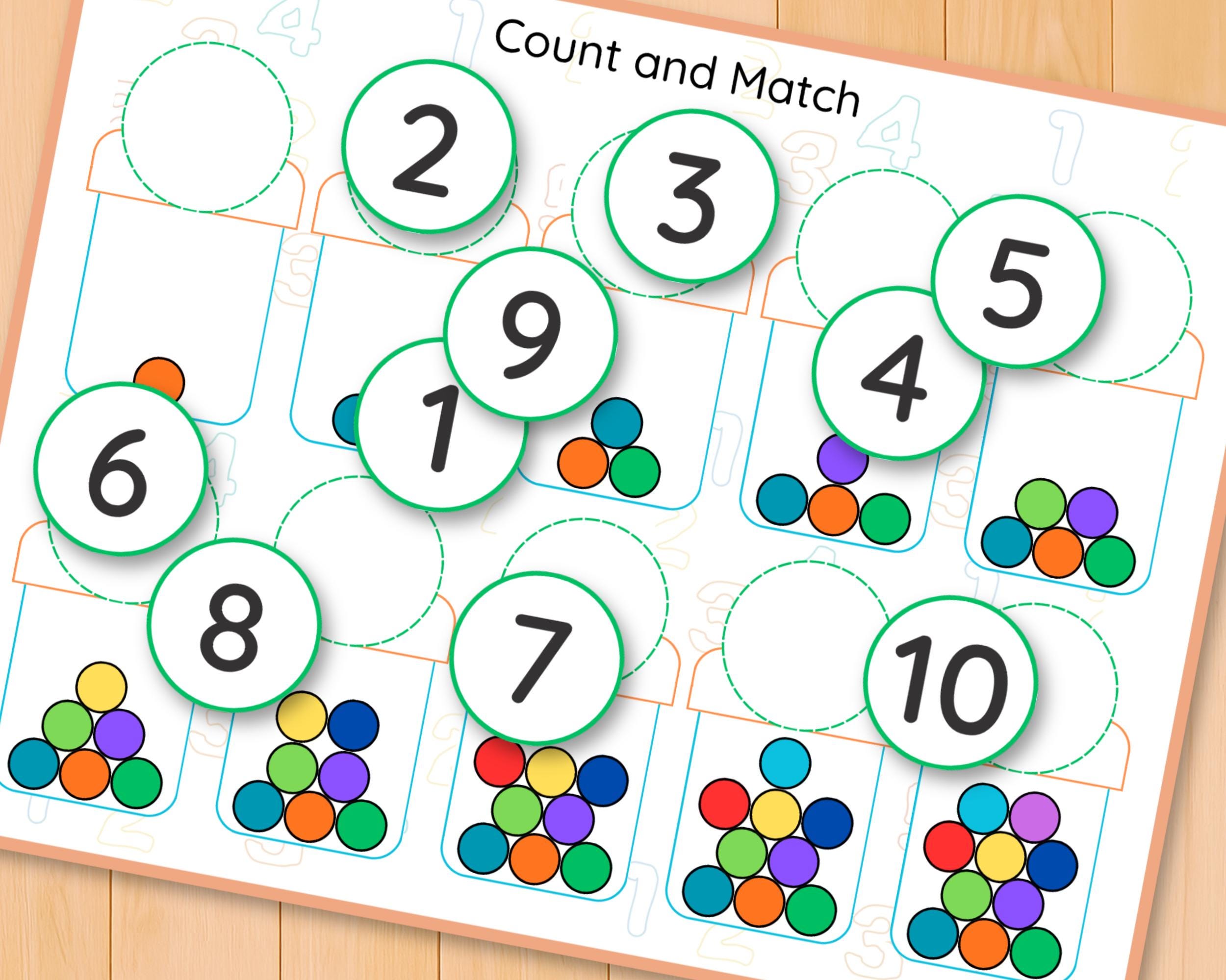 Preschool Counting 1–10 Activity, Matching Game, Homeschool Math ...