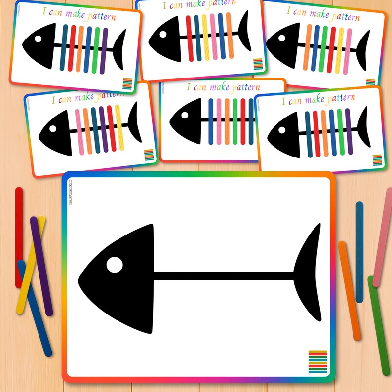 Popsicle Stick Color Sorting Cards, Fine Motor Skills, Preschool ...