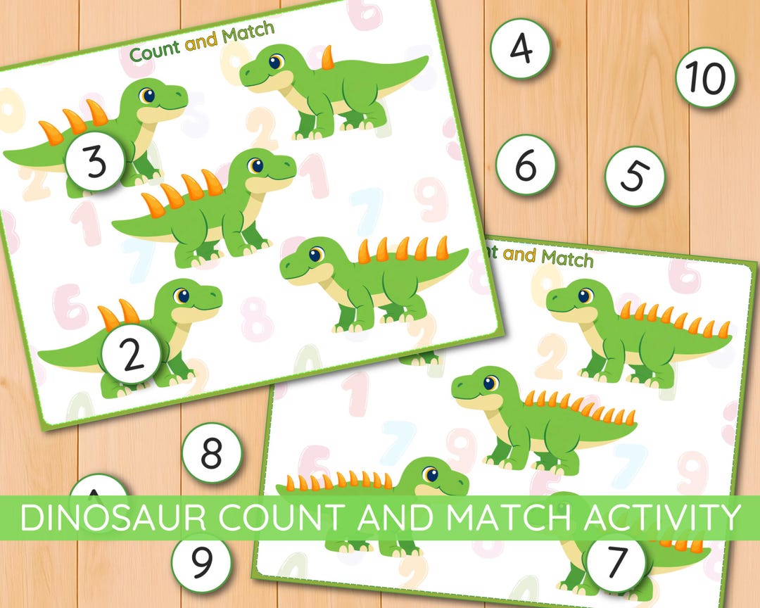 Dinosaur Count and Match Activity, Numbers 1 10 Game, Preschool Math ...