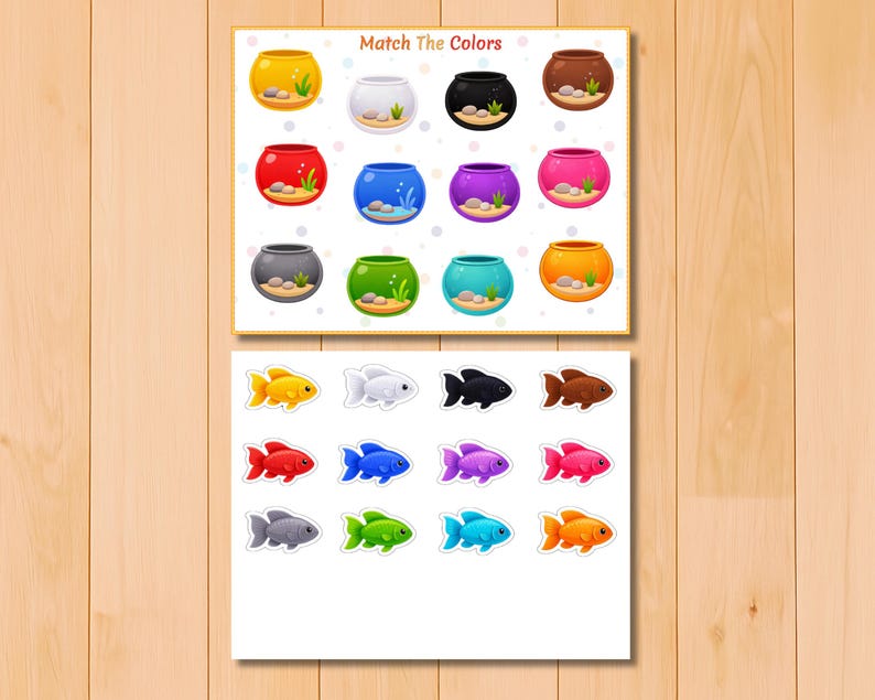 Fish Color Matching Activity, Aquarium Colors Match, Preschool ...