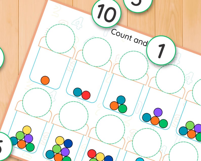 Preschool Counting 1–10 Activity, Matching Game, Homeschool Math ...