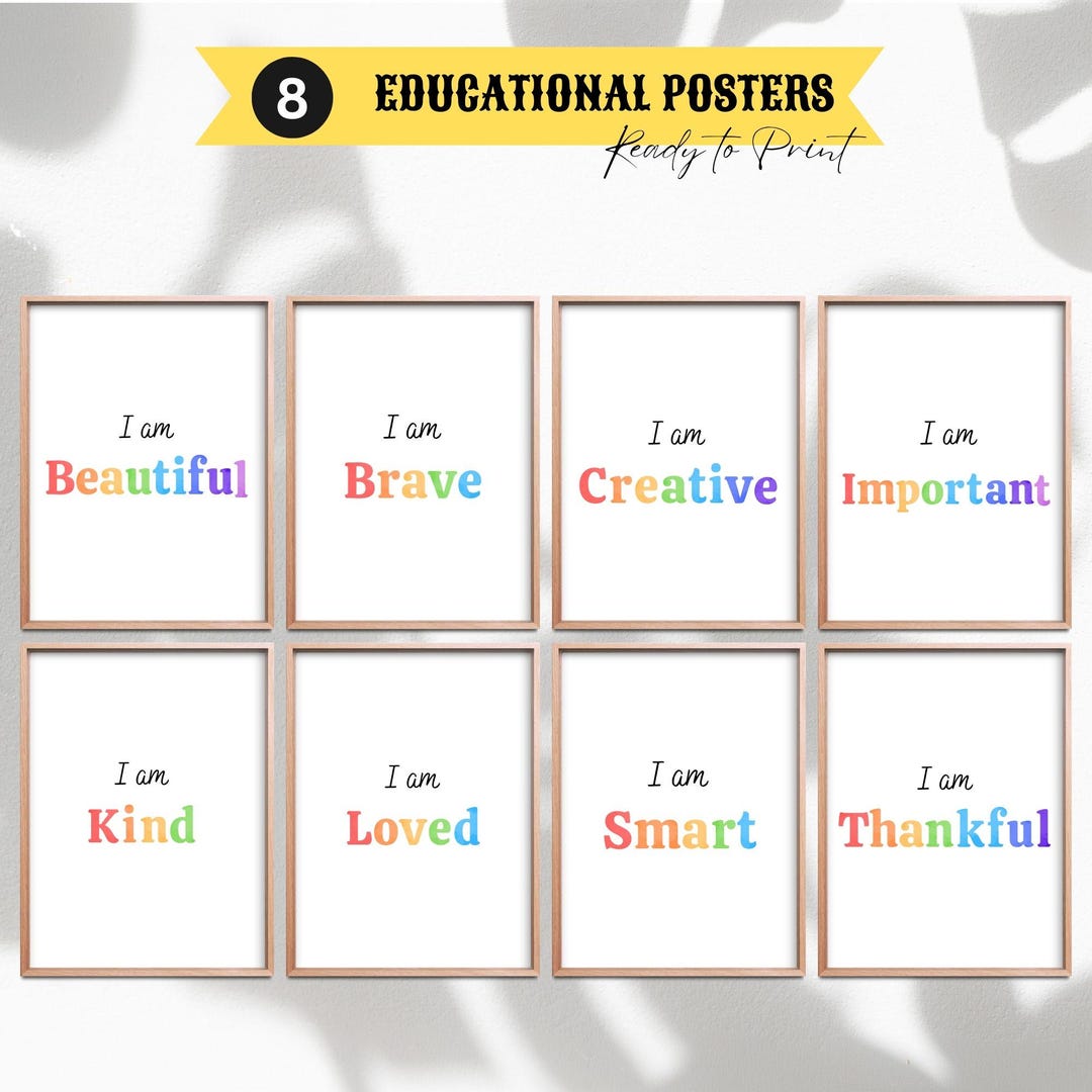 8 Affirmations Printables, Educational Poster Set, Montessori Classroom ...