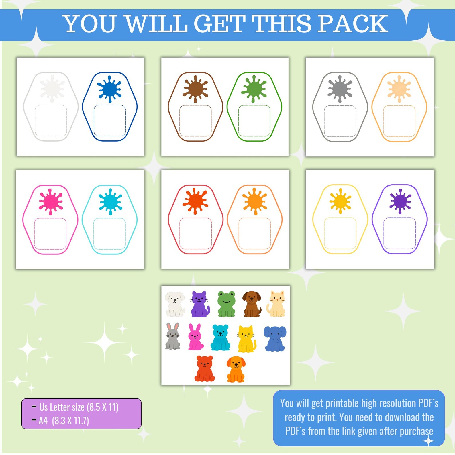 Color and Animal Matching Game, Fine Motor Skills, Educational Activity ...