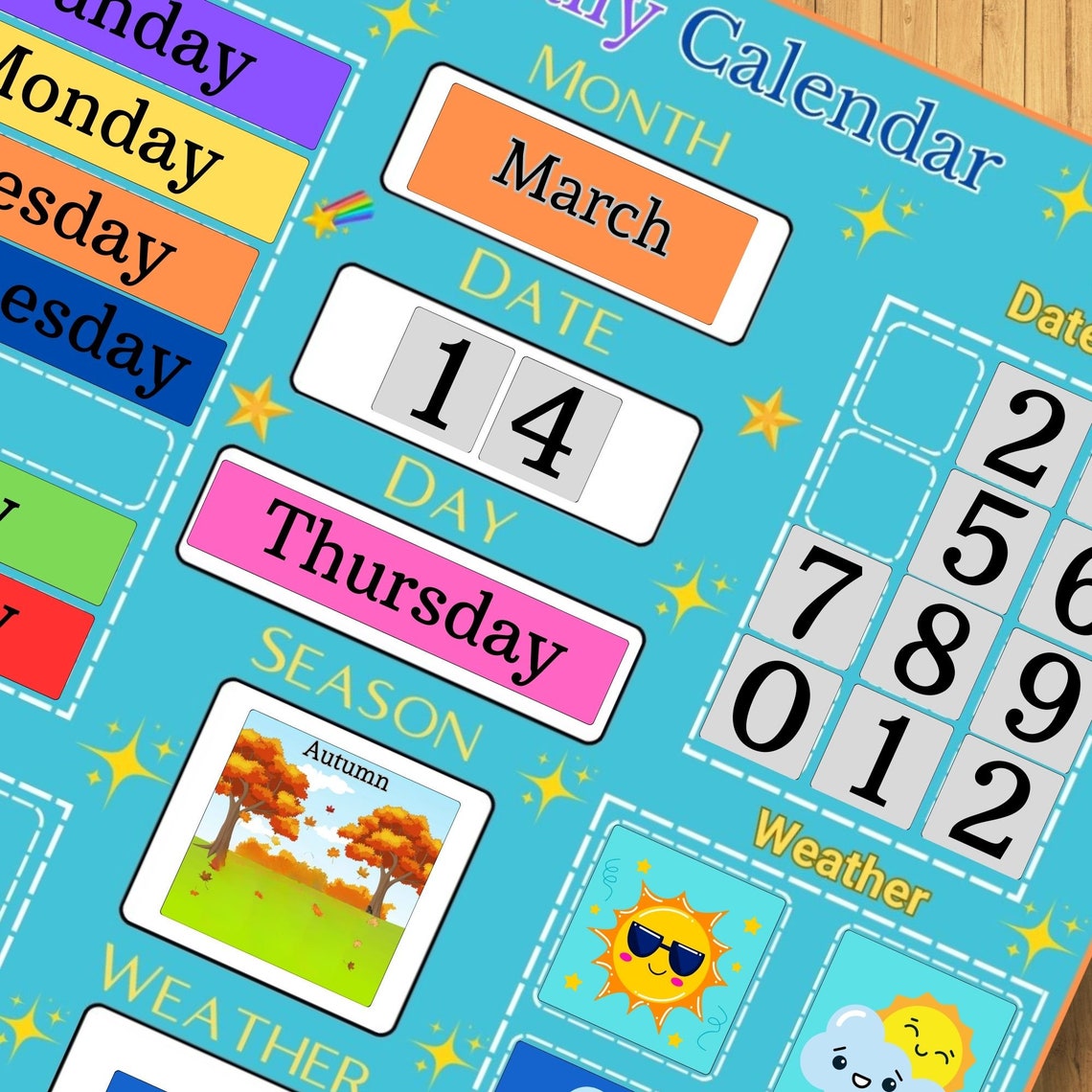 Kids Calendar Printable Classroom Calendar Board, Preschool Curriculum ...