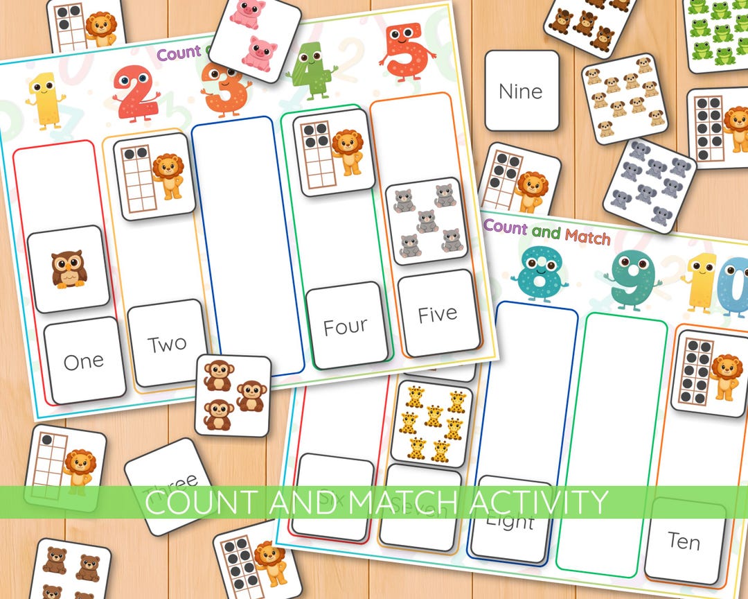 Count and Match Activity 1 10, Number Representation Matching for ...