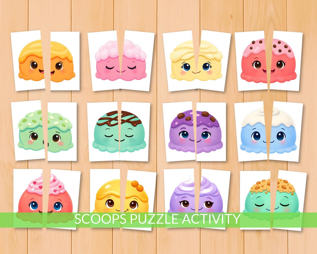 Ice Cream Scoops Puzzle Activity, Visual Recognition, Fine Motor Skills ...