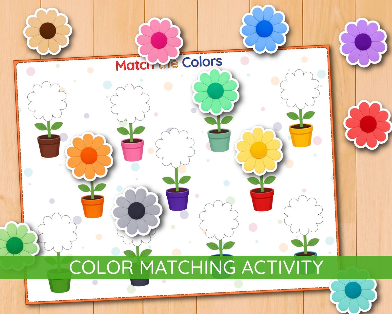 Flower Color Matching Activity, Colors Sorting Game, Preschool ...