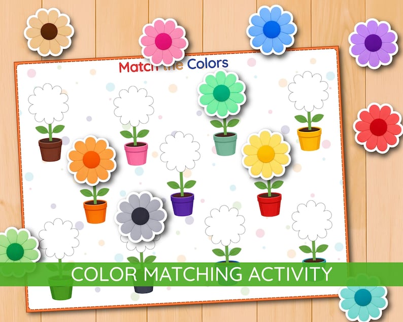Flower Color Matching Activity, Colors Sorting Game, Preschool ...