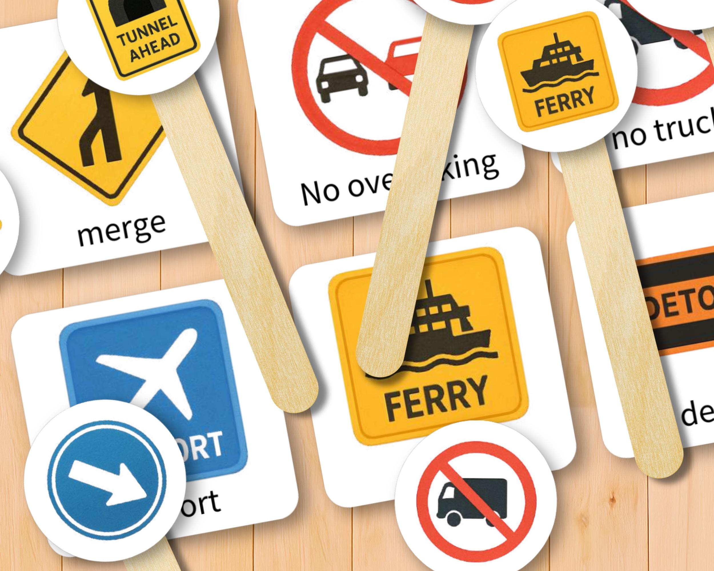 Traffic Rules Signs Matching Cards, Montessori Learning Toy for ...