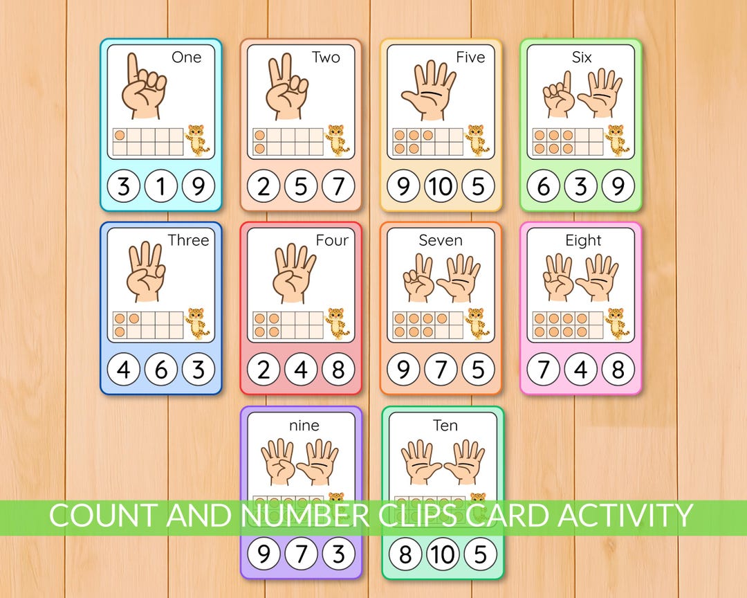 Numbers 1 10 Clip Cards, Counting and Number Recognition, Preschool ...