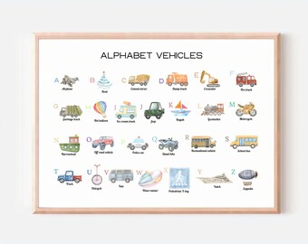 Transportation Alphabet Poster, Printable Vehicle ABC Print ...