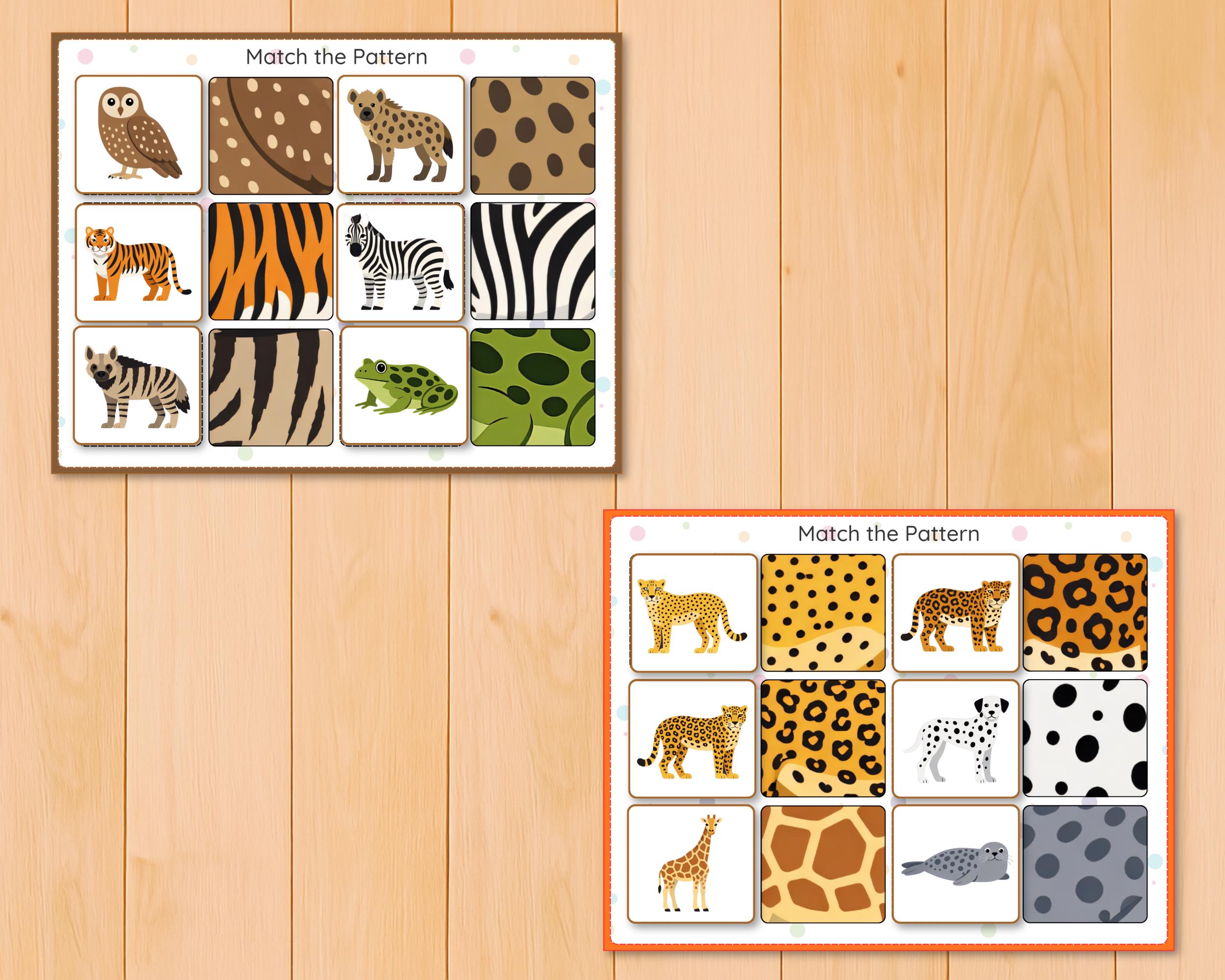 Animal Pattern Matching Activity, Preschool Worksheets, Education ...
