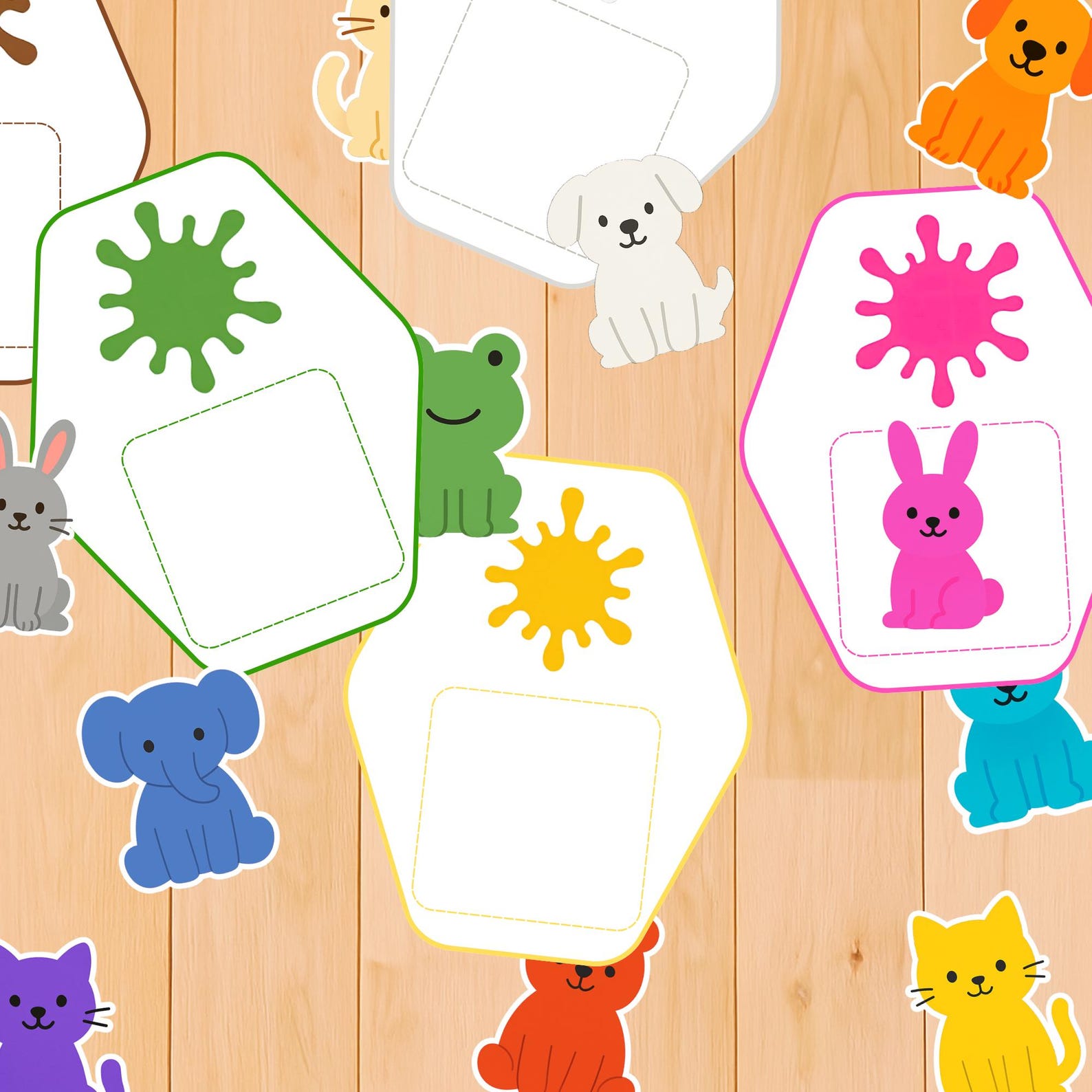 Color and Animal Matching Game, Fine Motor Skills, Educational Activity ...