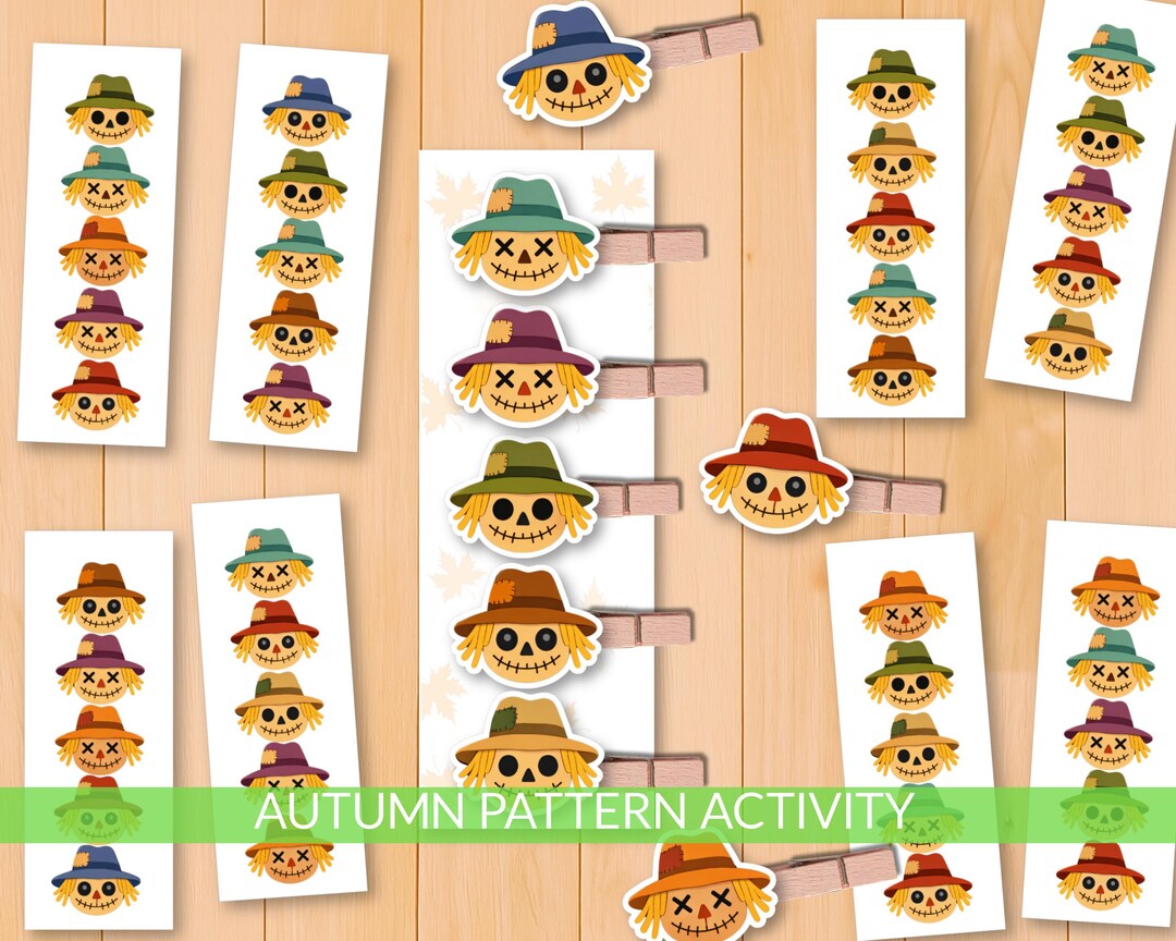 Scarecrow Pattern Matching Activity, Visual Sequencing Game, Fall ...