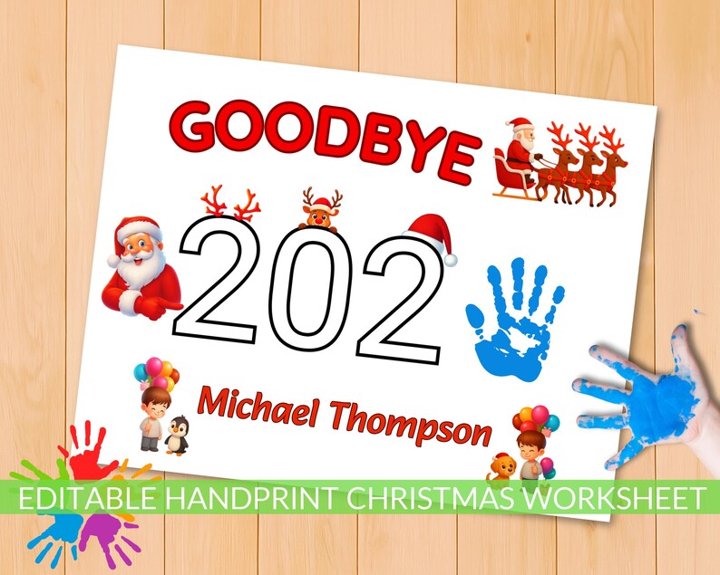 Editable Name and Handprint Keepsake Goodbye 2025, New Year Activities ...