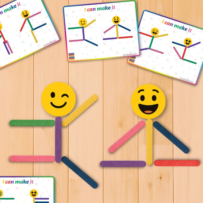 Popsicle Stick Stickman Activity Cards, Learning Games, Homeschool ...
