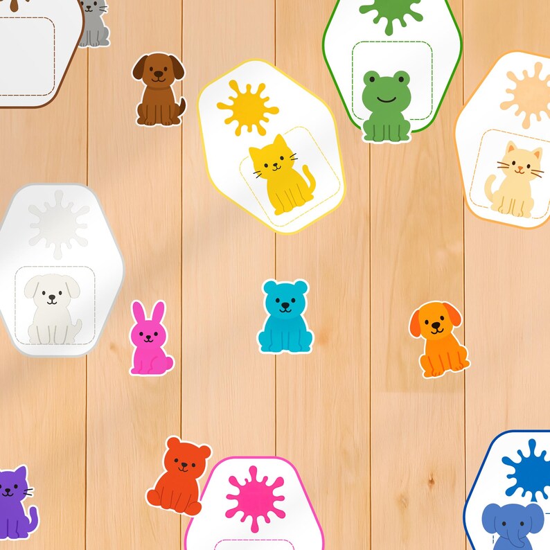 Color and Animal Matching Game, Fine Motor Skills, Educational Activity ...