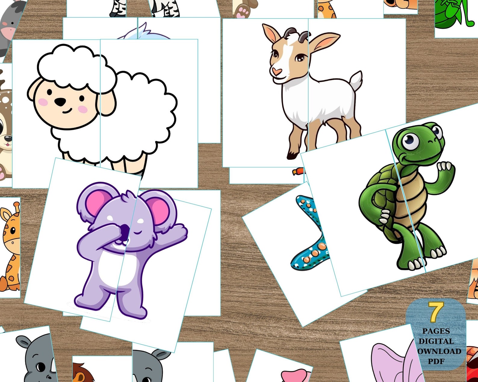 Printable Matching Animals Worksheet Busy Book, Toddler Busy Book ...