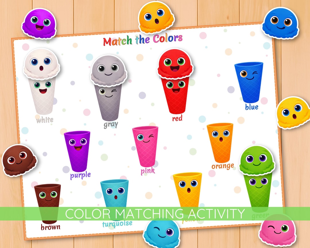Ice Cream Color Matching Activity, Colors Game, Colours Sorting ...