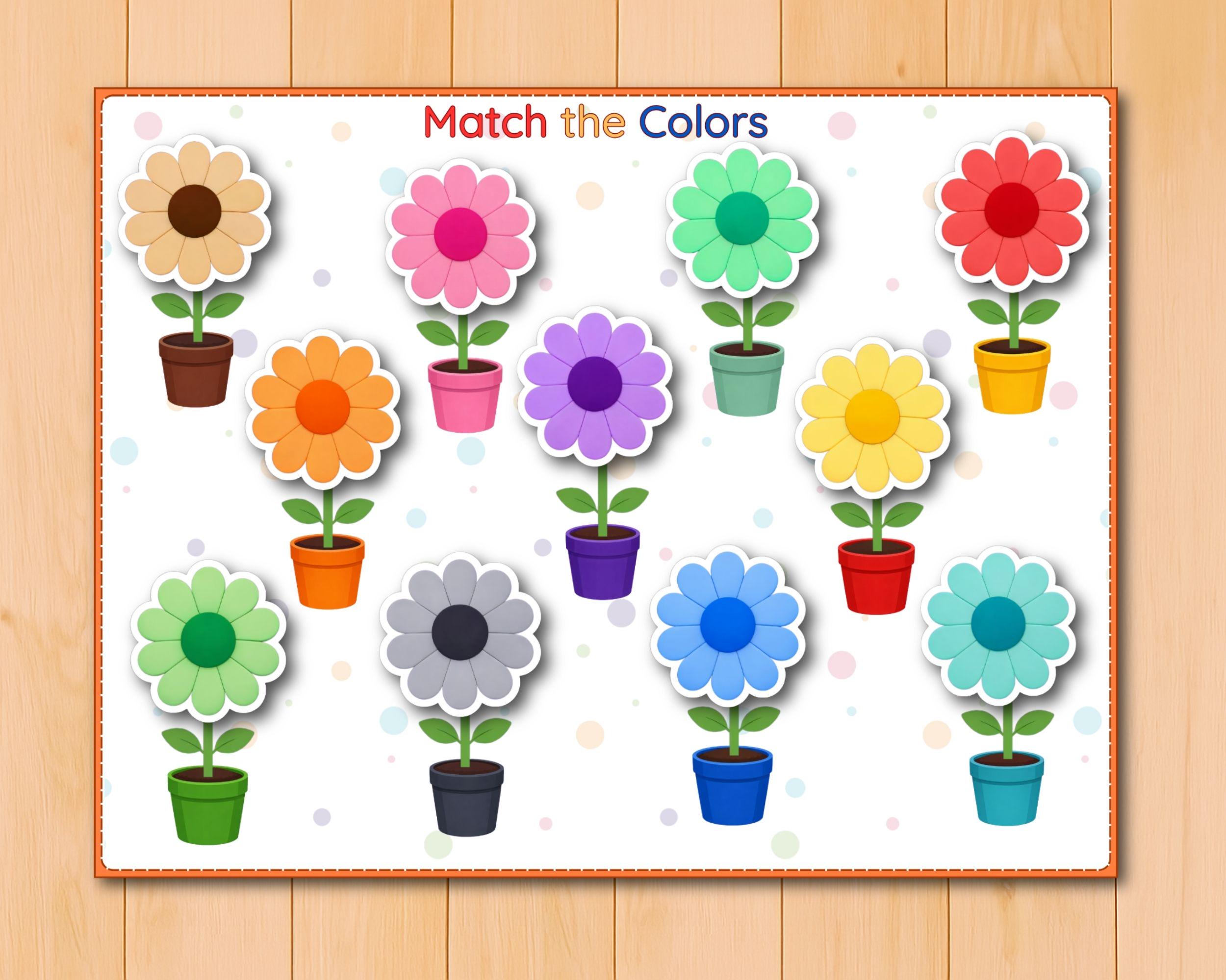 Flower Color Matching Activity, Colors Sorting Game, Preschool ...