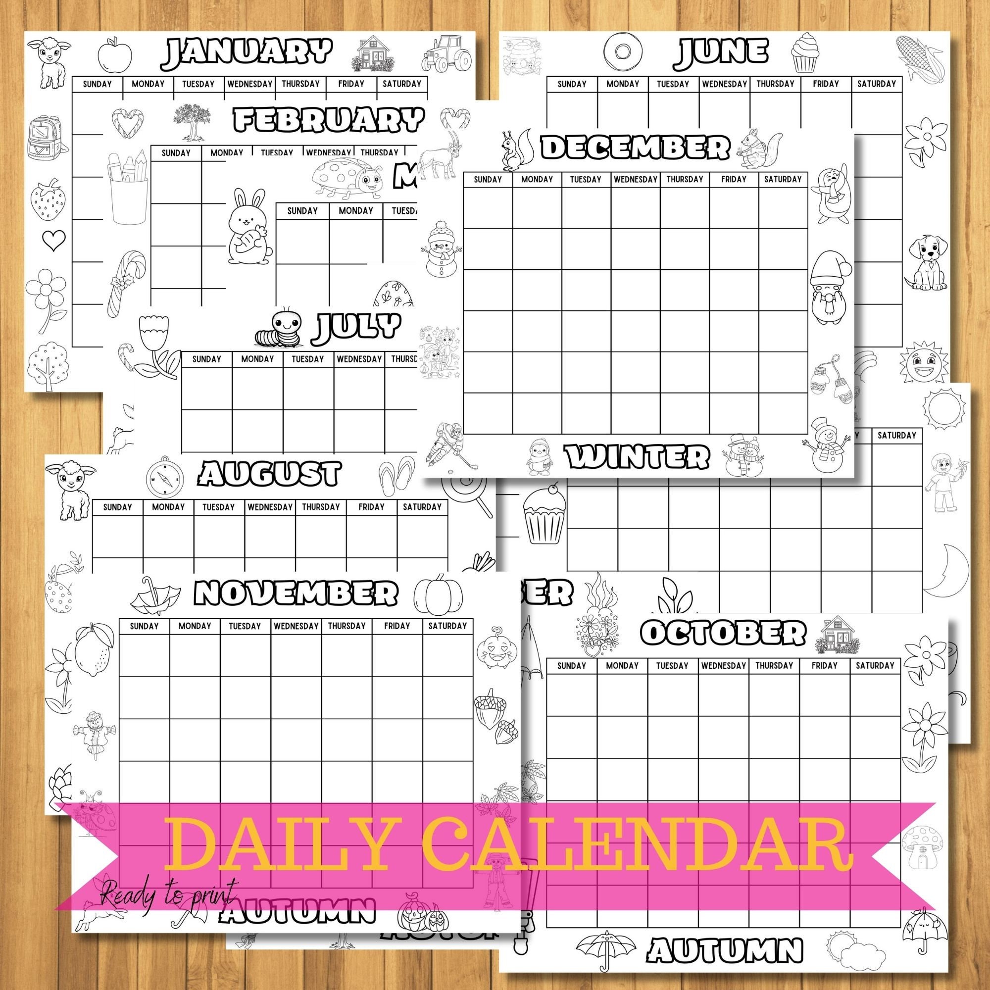 2024 Printable Trace Color Calendar, Perpetual Calendar, Calendar for ...