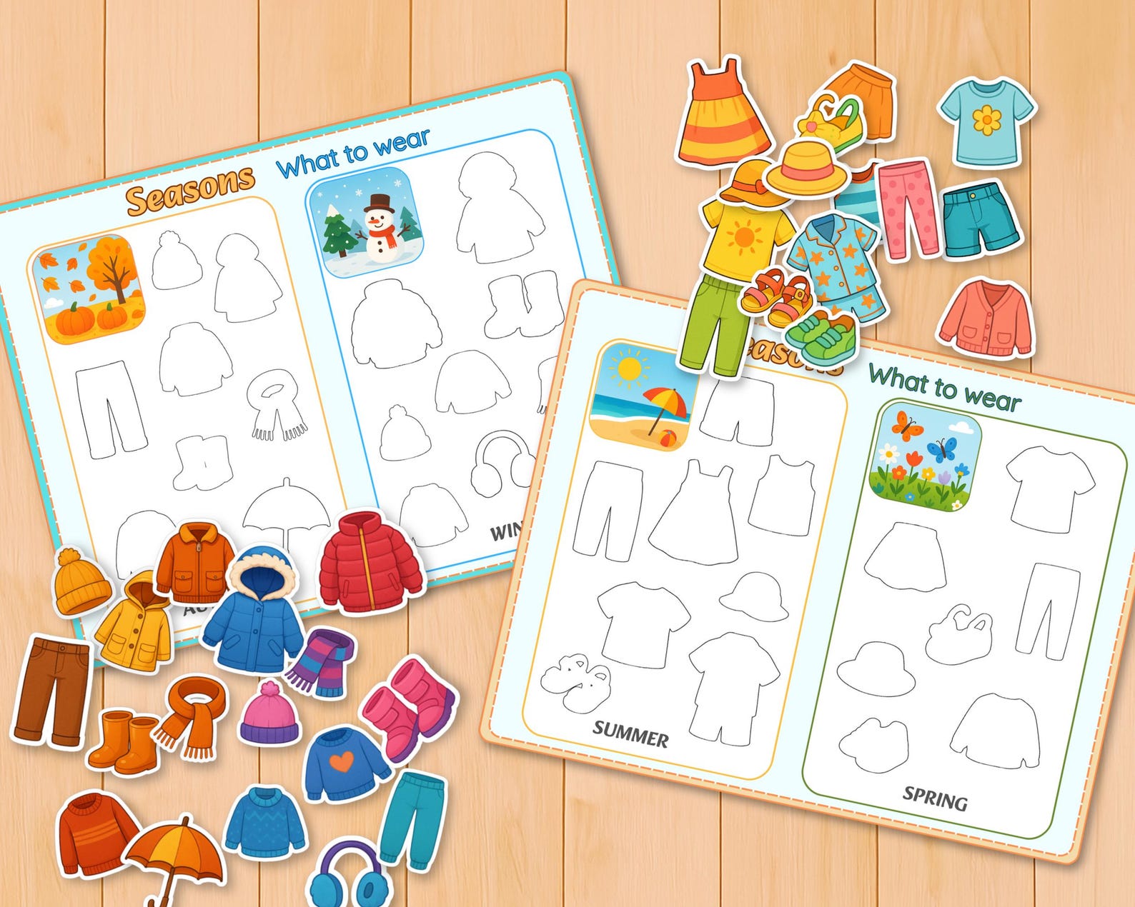 Seasons Clothing Match Activity, Wear Sorting Game, Busy Book Page ...