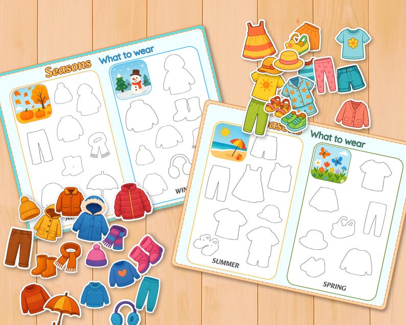 Seasons Clothing Match Activity, Wear Sorting Game, Busy Book Page ...