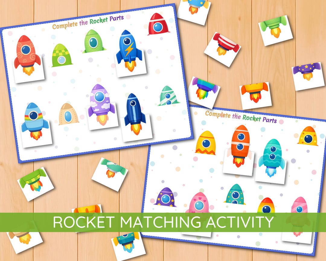 Rocket Matching Activity, Space Puzzle Game, Visual Activities ...