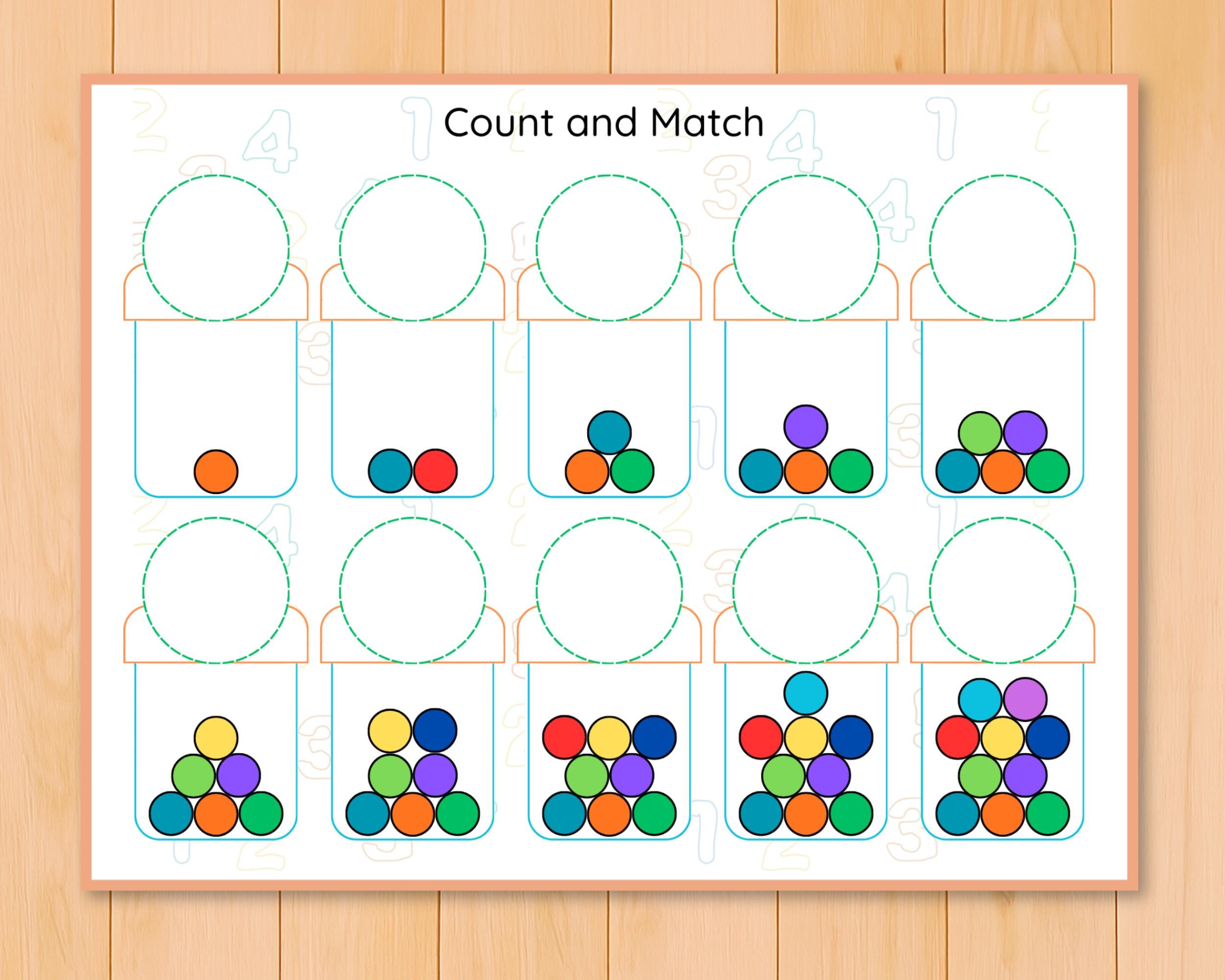 Preschool Counting 1–10 Activity, Matching Game, Homeschool Math ...